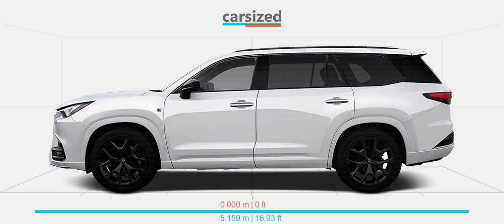 Dimensions: Lexus TX 2023-present vs. MINI Cooper 1967-1970
