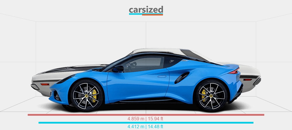 Dimensions: Lotus Emira 2022-present vs. Dodge Challenger 1969-1974