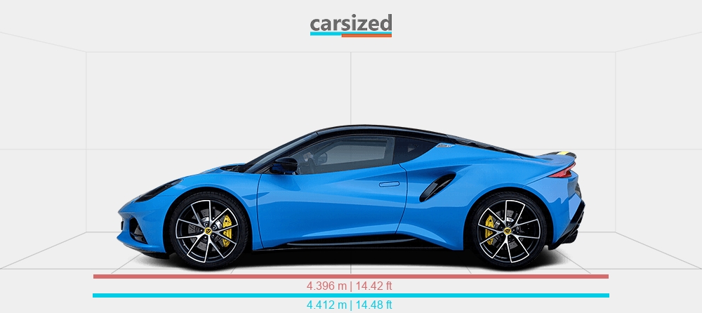 Dimensions: Lotus Emira 2022-present vs. Lotus Evora 2015-2021