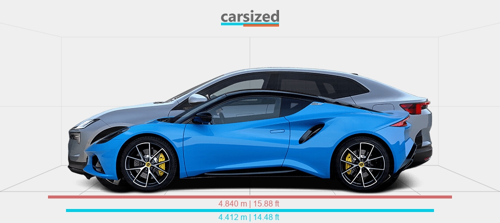 Dimensions: Lotus Emira 2022-present vs. Polestar 4 2023-present