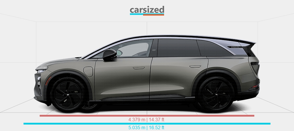 Dimensions: Lucid Gravity 2024-present vs. Porsche Cayman 2016-2024