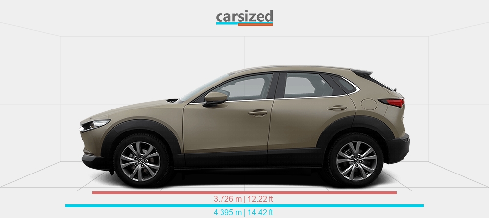 Dimensions: Mazda CX-30 2019-present vs. Lotus Elise 1996-2001