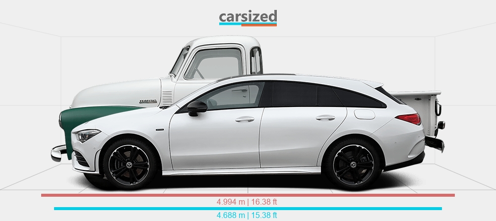 Dimensions: Mercedes-Benz CLA 2019-2023 vs. Chevrolet 3100 1947-1949