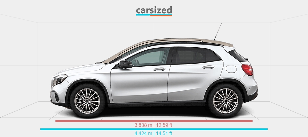 Dimensions: Mercedes-Benz GLA 2014-2019 vs. Mercedes-Benz A-Class 2004-2008