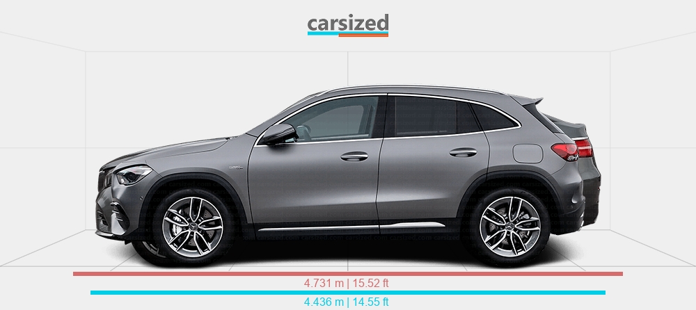 Dimensions: Mercedes-Benz GLA 2020-present vs. Mercedes-Benz GLC 2016-2019