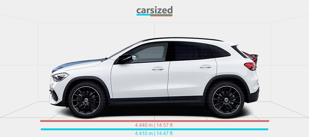 Dimensions: Mercedes-Benz GLA 2020-present vs. Volvo C40 2021-present