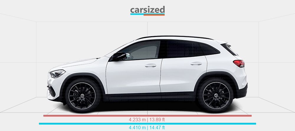 Dimensions: Mercedes-Benz GLA 2020-present vs. Volvo EX30 2023-present