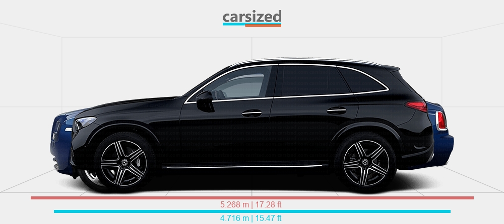 Dimensions: Mercedes-Benz GLC 2022-present vs. Rolls-Royce Wraith 2013-2016