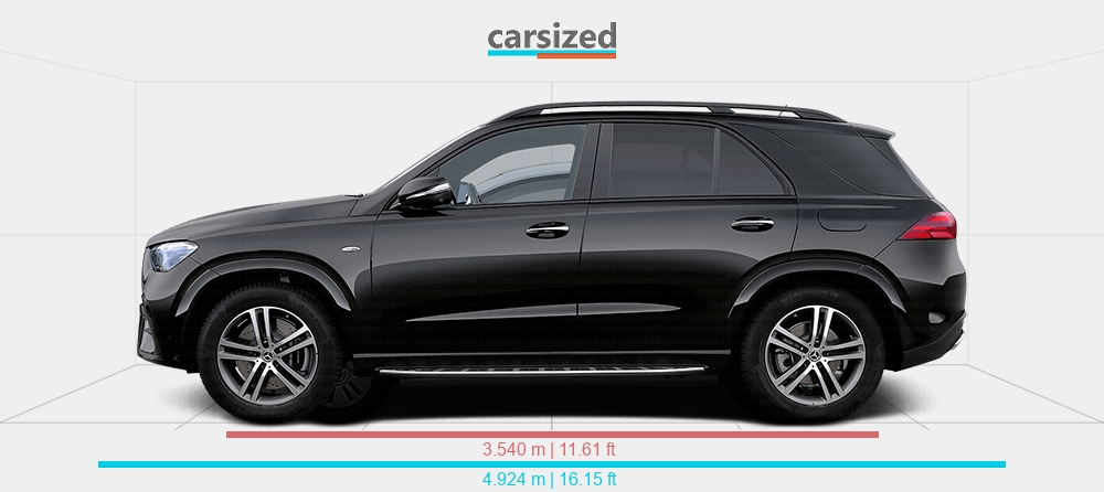 Dimensions: Mercedes-Benz GLE 2023-present vs. Volkswagen Up! 2011-2016