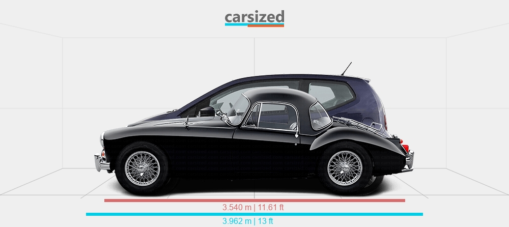 Dimensions: MG MGA 1959-1960 vs. Volkswagen Up! 2011-2016