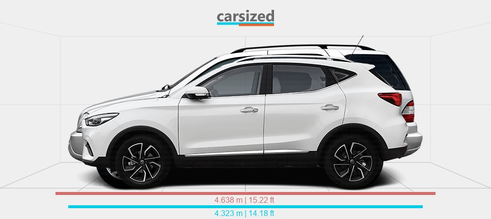 Dimensions: MG ZS 2020-present vs. Mercedes-Benz M-Class 2001-2005
