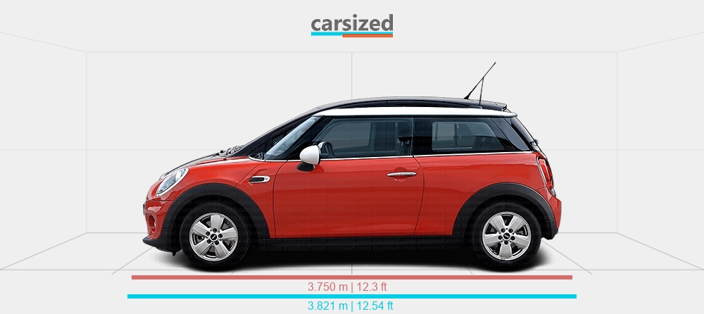Dimensions: MINI Cooper 2013-2018 vs. Toyota Yaris 2005-2009