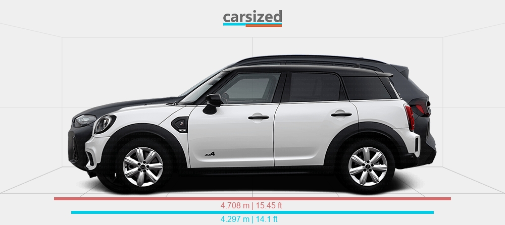 Dimensions: MINI Countryman 2020-2023 vs. BMW X3 2021-2023