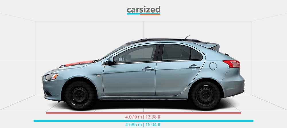 Dimensions: Mitsubishi Lancer 2007-2017 vs. MINI Aceman 2024-present