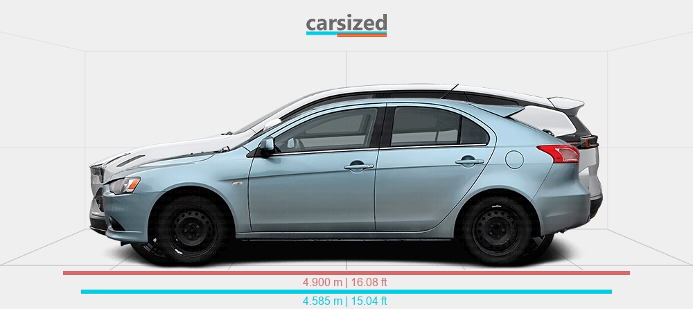 Dimensions: Mitsubishi Lancer 2007-2017 vs. Polestar 3 2024-present