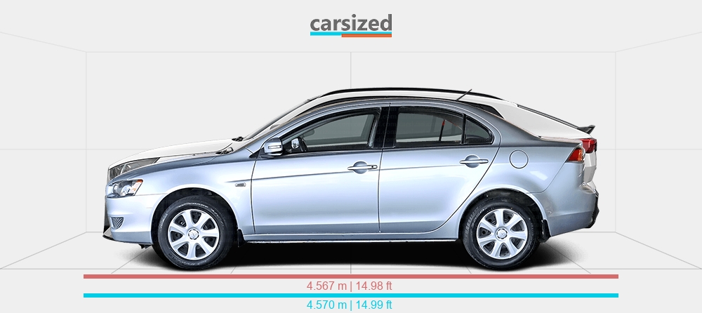 Dimensions: Mitsubishi Lancer 2007-2017 vs. BMW X2 2024-present