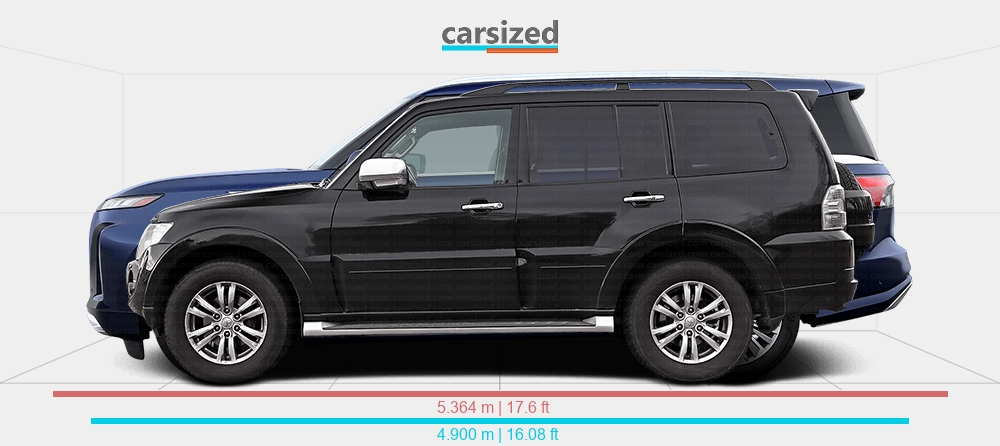 Dimensions: Mitsubishi Pajero 2006-2014 vs. INFINITI QX80 2024-present