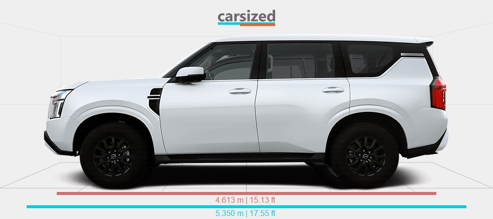 Dimensions: Nissan Armada 2024-present vs. Jeep Grand Cherokee 1998-2005