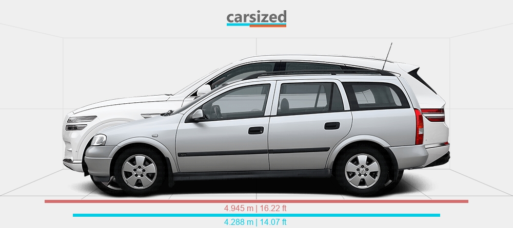 Dimensions: Opel Astra 1998-2006 vs. Genesis GV80 2021-present