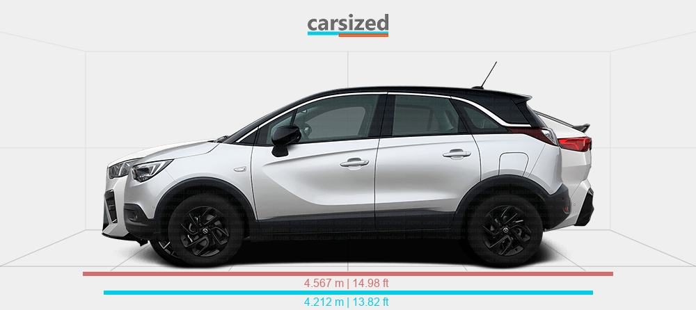 Dimensions: Opel Crossland X 2017-2020 vs. BMW X2 2024-present