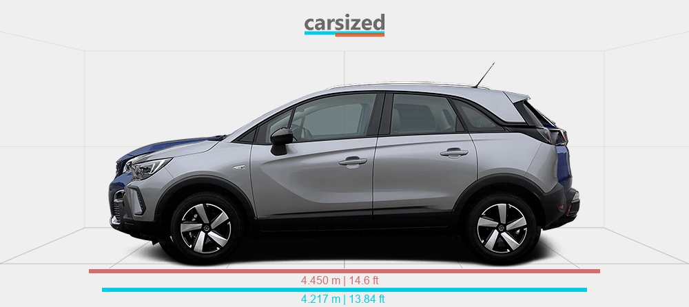 Dimensions: Opel Crossland X 2021-present vs. Peugeot 3008 2016-2020