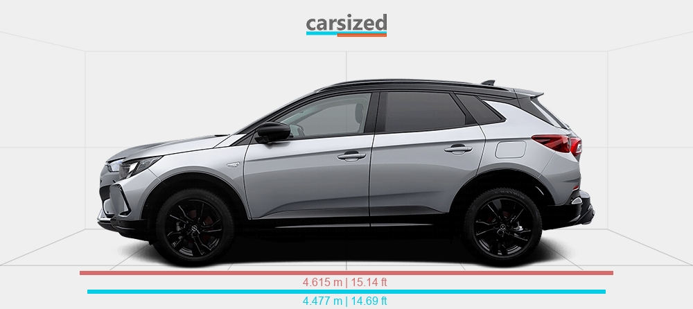 Dimensions: Opel Grandland 2021-present vs. Ford Kuga 2024-present