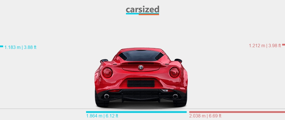 Dimensions: Alfa Romeo 4C 2013-2018 vs. Bugatti Chiron 2016-2022