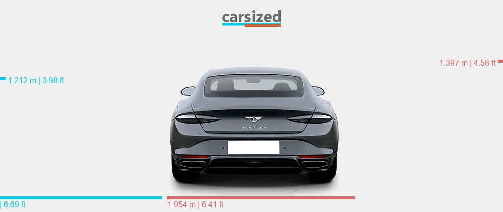 Dimensions: Bugatti Chiron 2016-2022 vs. Bentley Continental GT 2024 ...