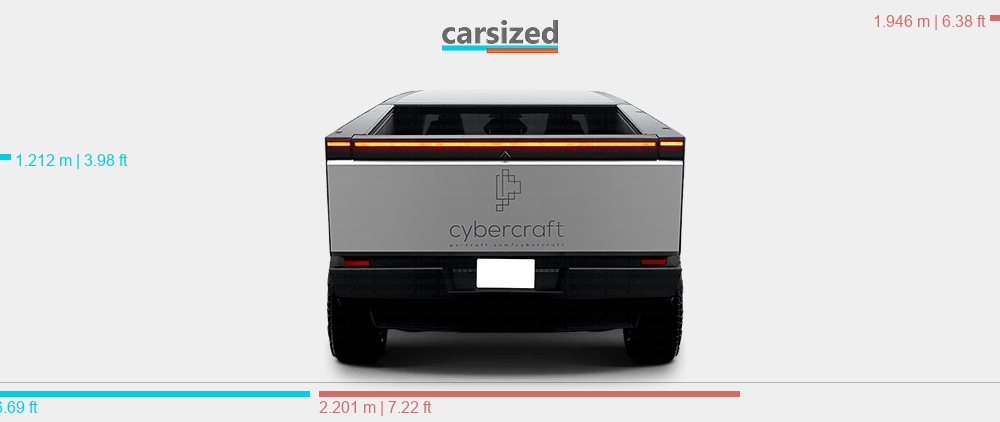 Dimensions: Bugatti Chiron 2016-2022 vs. Tesla Cybertruck 2023-present