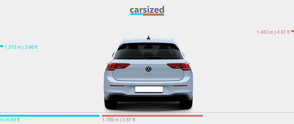 Dimensions: Bugatti Chiron 2016-2022 vs. Volkswagen Golf 2024-present