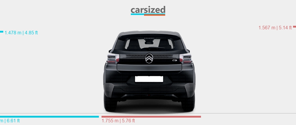 Dimensions: Chevrolet Caprice 1976-1990 vs. Citroën C3 2024-present