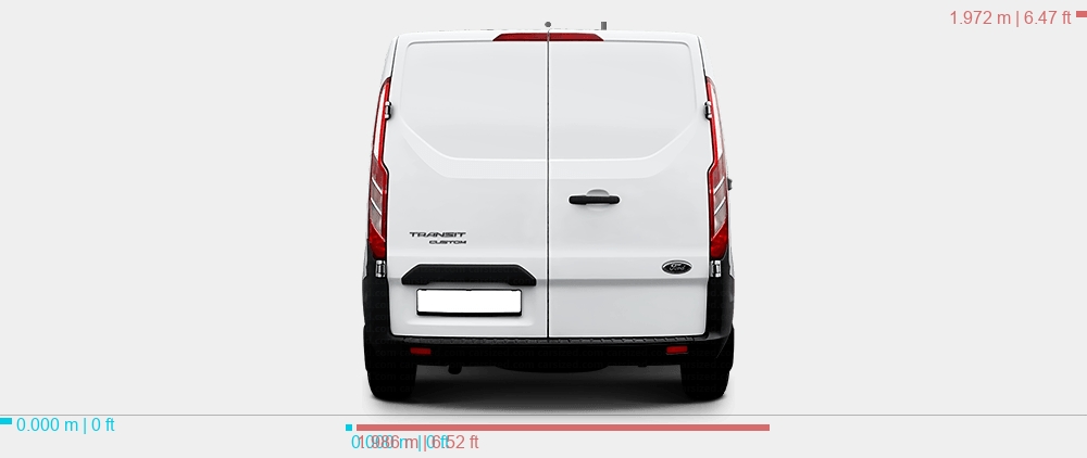 Dimensions: Chevrolet Corvette 1958-1962 vs. Ford Transit Custom 2012-2018