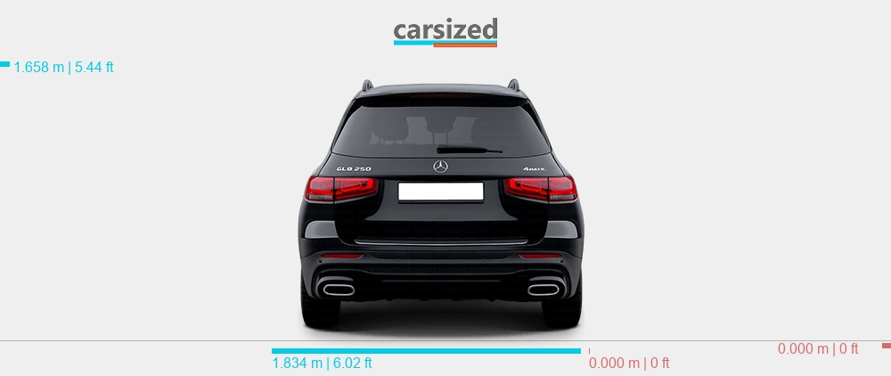 Dimensions: Mercedes-Benz GLB 2019-present vs. Volkswagen Golf 2012-2019