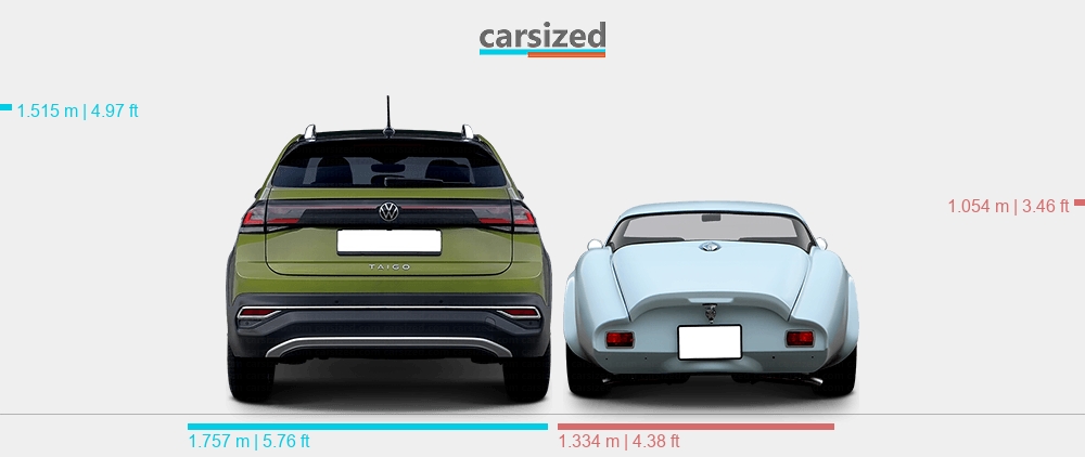 Dimensions: Volkswagen Taigo 2020-present vs. Marcos GT 1964-1972