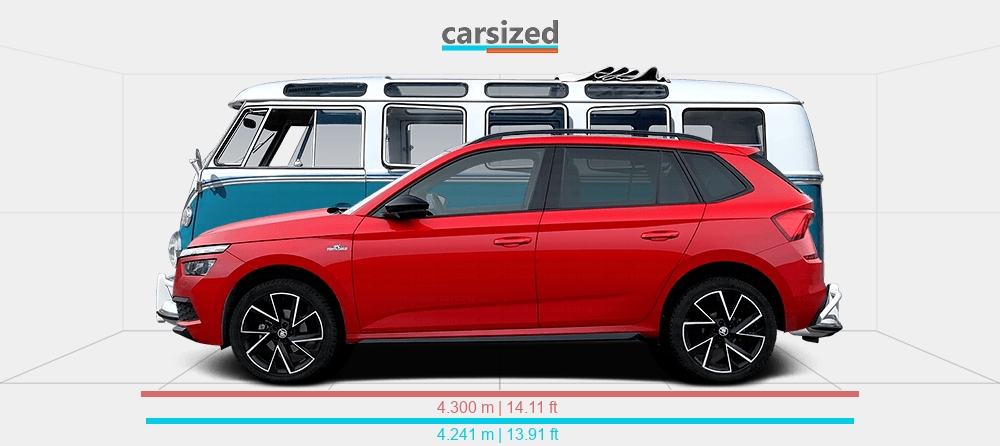 Dimensions: Skoda Kamiq 2019-present vs. Volkswagen Transporter 1963-1967