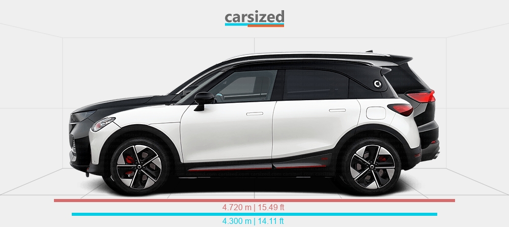 Dimensions: smart #1 2022-present vs. Chery Tiggo 8 Pro Max 2020-2024