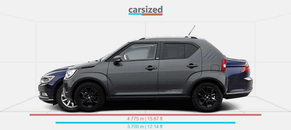 Dimensions: Suzuki Ignis 2020-present vs. Volkswagen Passat 2014-2019