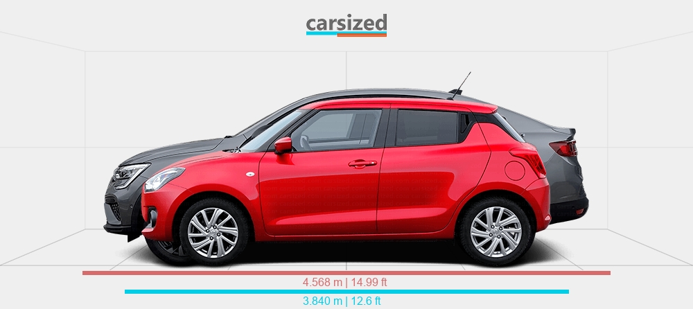 Dimensions: Suzuki Swift 2020-2023 vs. Renault Arkana 2021-present