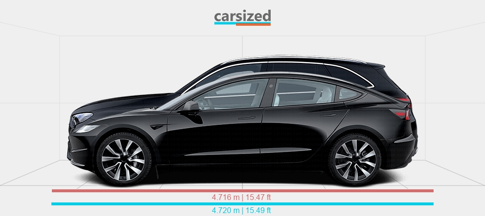 Dimensions: Tesla Model 3 2023-present vs. Mercedes-Benz GLC 2022-present