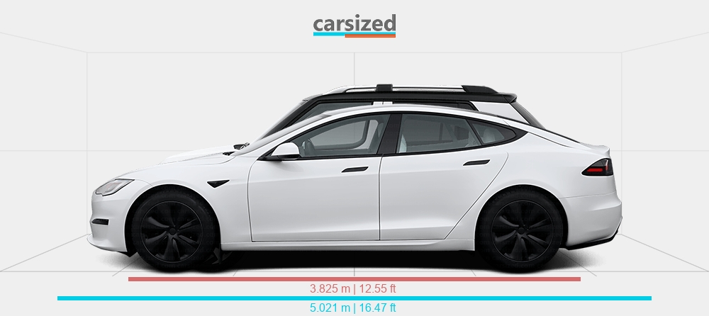 Dimensions: Tesla Model S 2021-present vs. Hyundai Inster 2024-present
