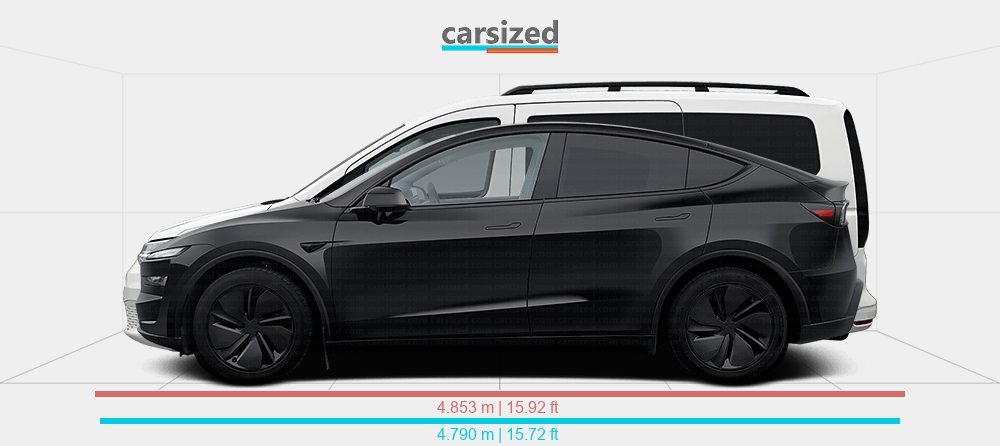 Dimensions: Tesla Model Y 2025-present vs. Volkswagen Caddy 2020-present