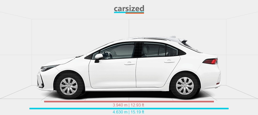 Dimensions: Toyota Corolla 2018-present vs. Toyota Yaris 2020-present