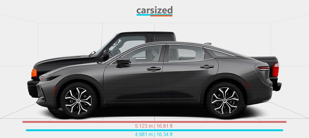 Dimensions: Toyota Crown 2022-present vs. Ford Ranger 2004-2005