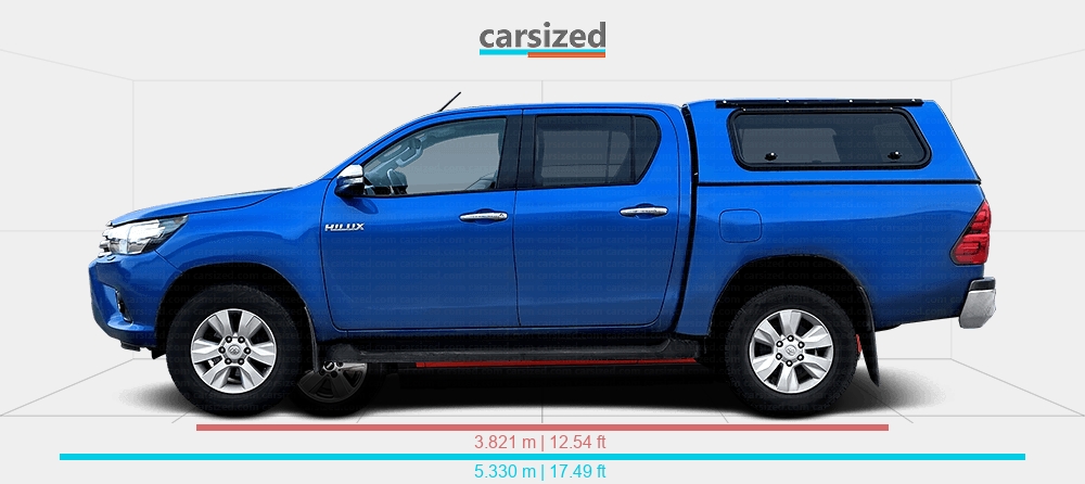 Dimensions: Toyota Hilux 2016-2020 vs. MINI Cooper 2013-2018