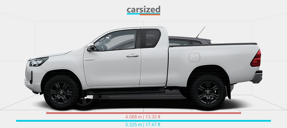Dimensions: Toyota Hilux 2020-2024 vs. Kia Venga 2009-2015