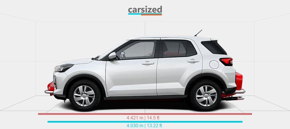 Dimensions: Toyota Raize 2019-present vs. Ferrari 275 1966-1968