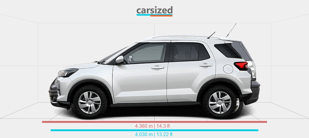 Dimensions: Toyota Raize 2019-present vs. Toyota Corolla Verso 2004-2009