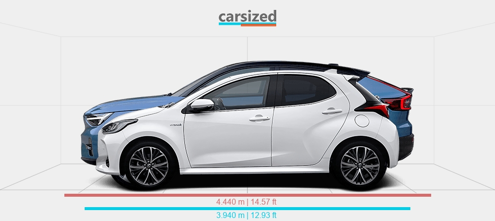 Dimensions: Toyota Yaris 2020-present vs. Volvo C40 2021-present