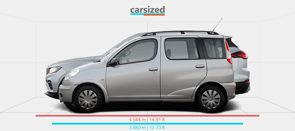 Dimensions: Toyota Yaris Verso 2003-2005 vs. Geely Azkarra 2019-2021