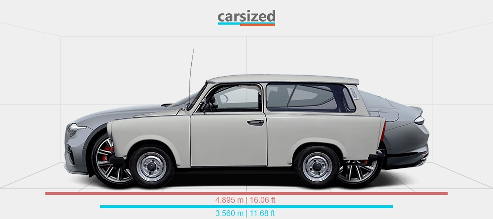 Dimensions: Trabant P 601 1969-1990 vs. Bentley Continental GT 2024-present